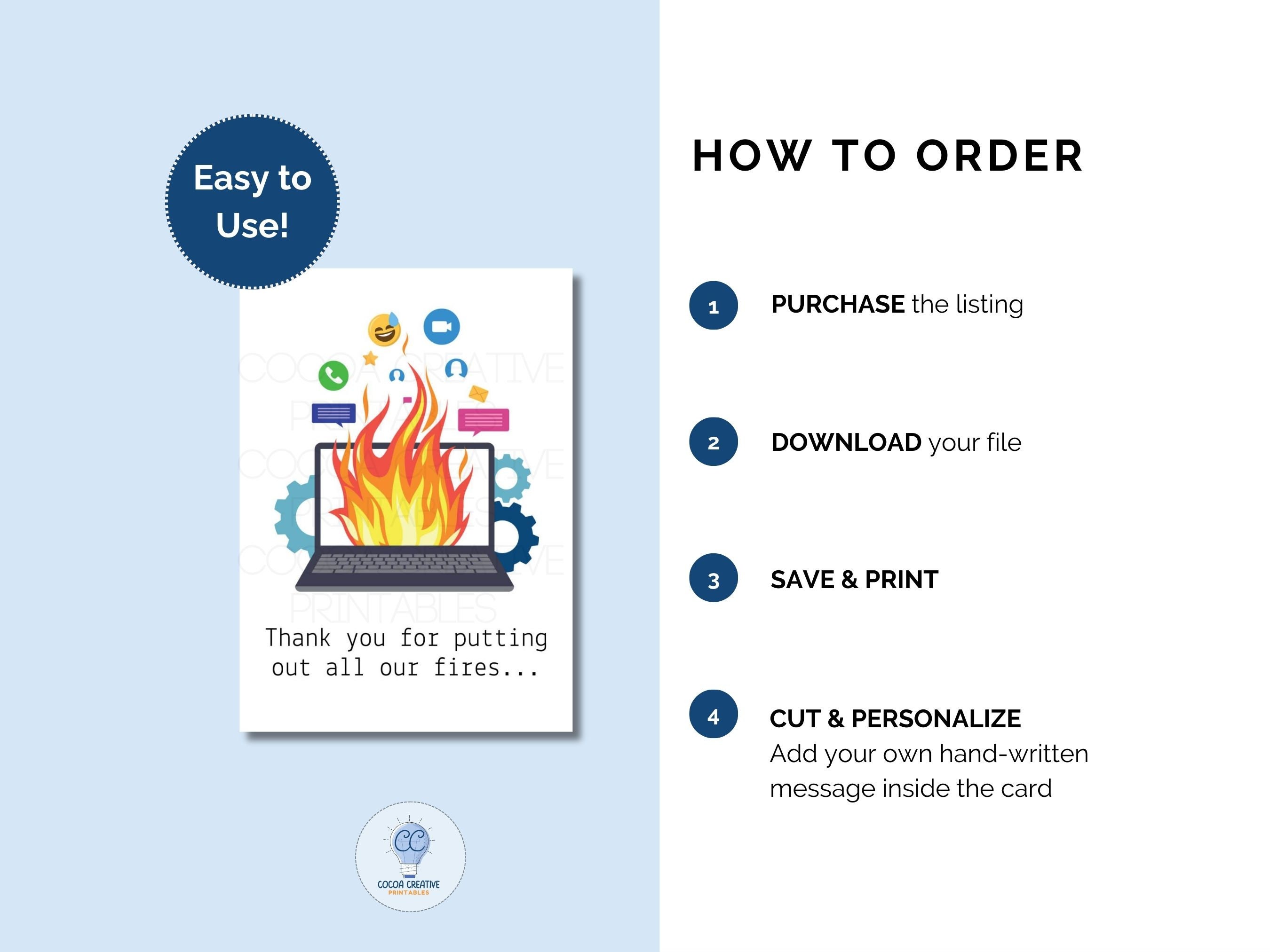 Tech Support Thank You Card | Tech Support Printable | IT Professional ...