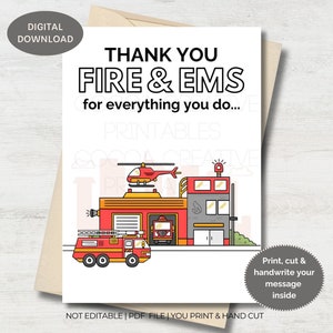 Fire & EMS Thank You Card | Fire Department Thanks | Firemen Gift ...