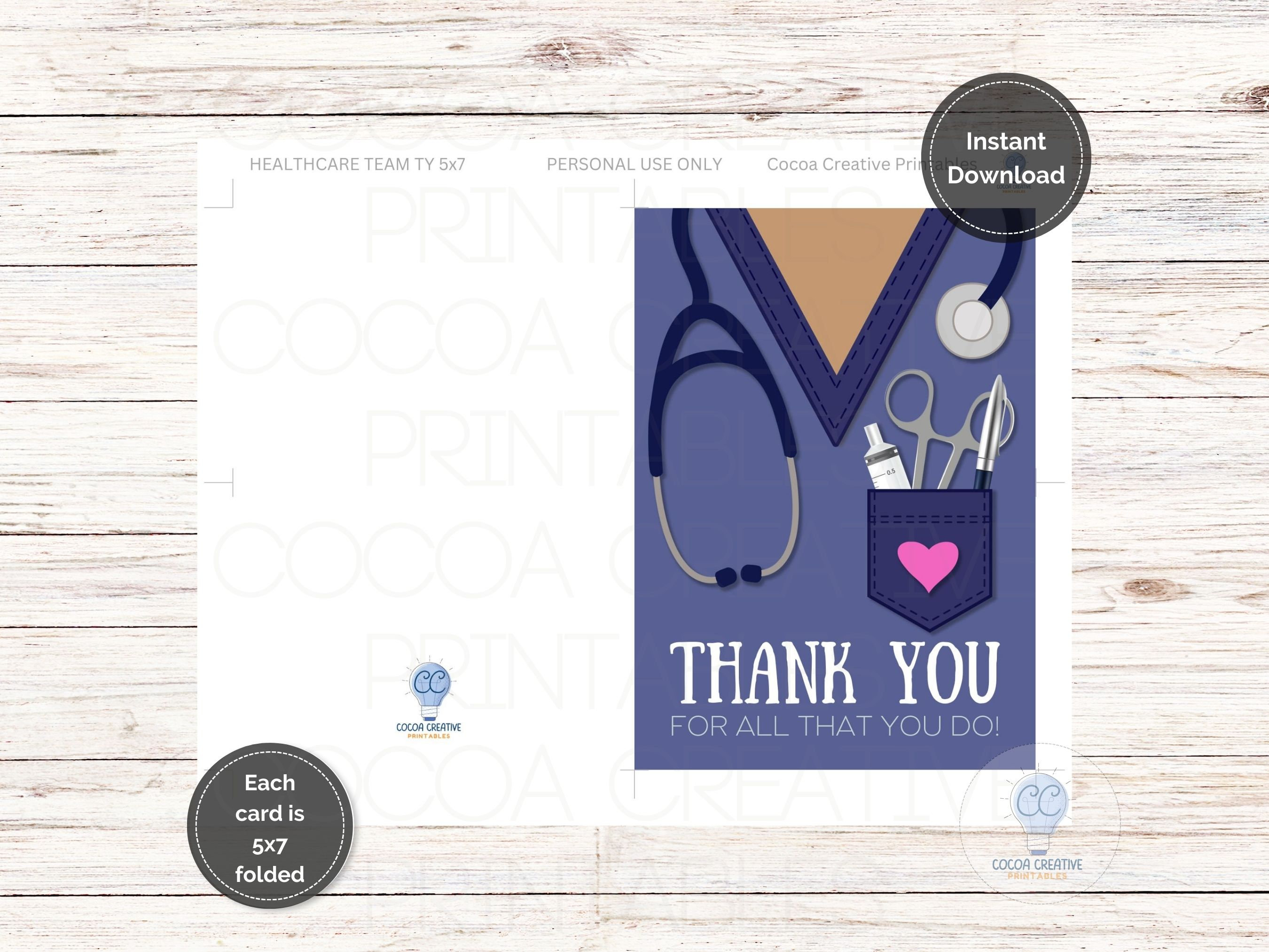 Hospital Staff Thank You Card | Medical Thank You | Nurse Thank You ...