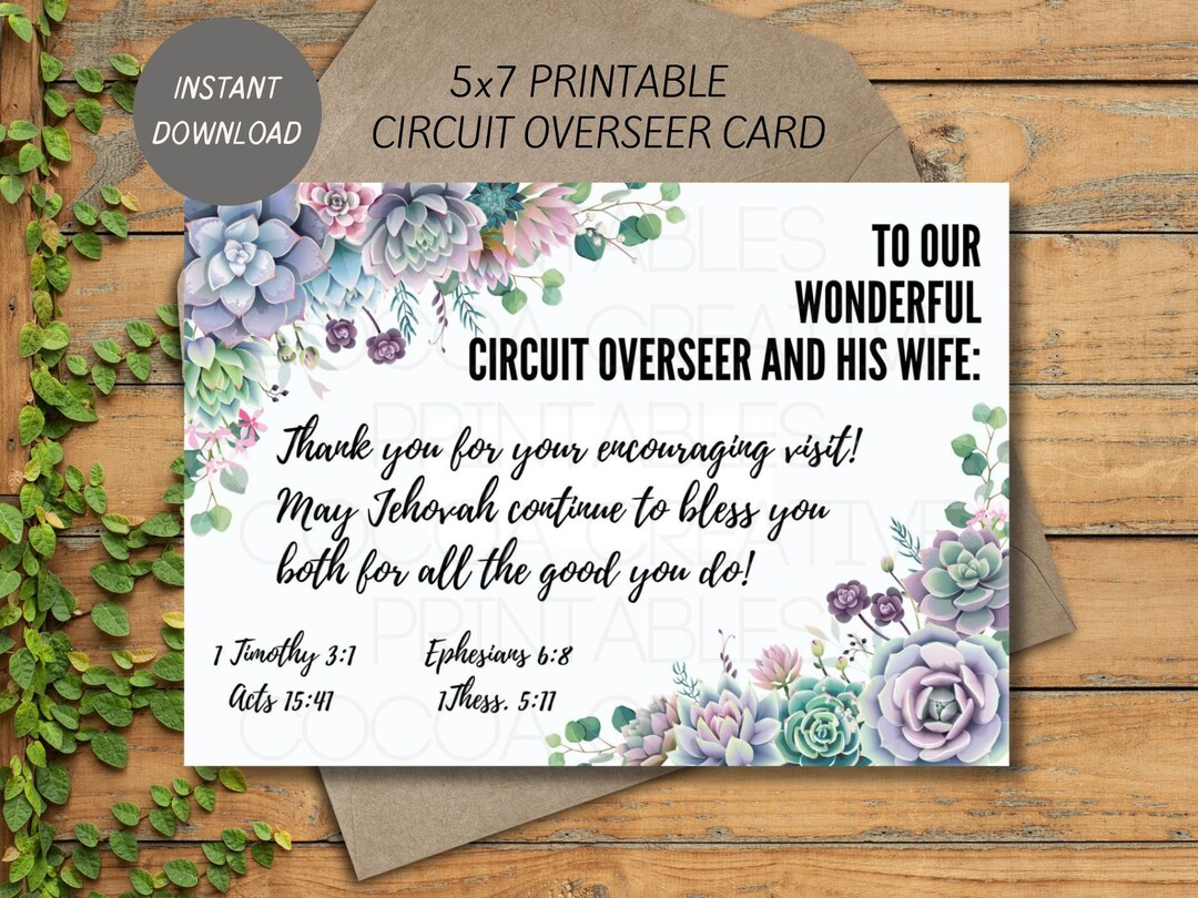 JW Circuit Overseer Thank You Card | Printable Appreciation Gift ...