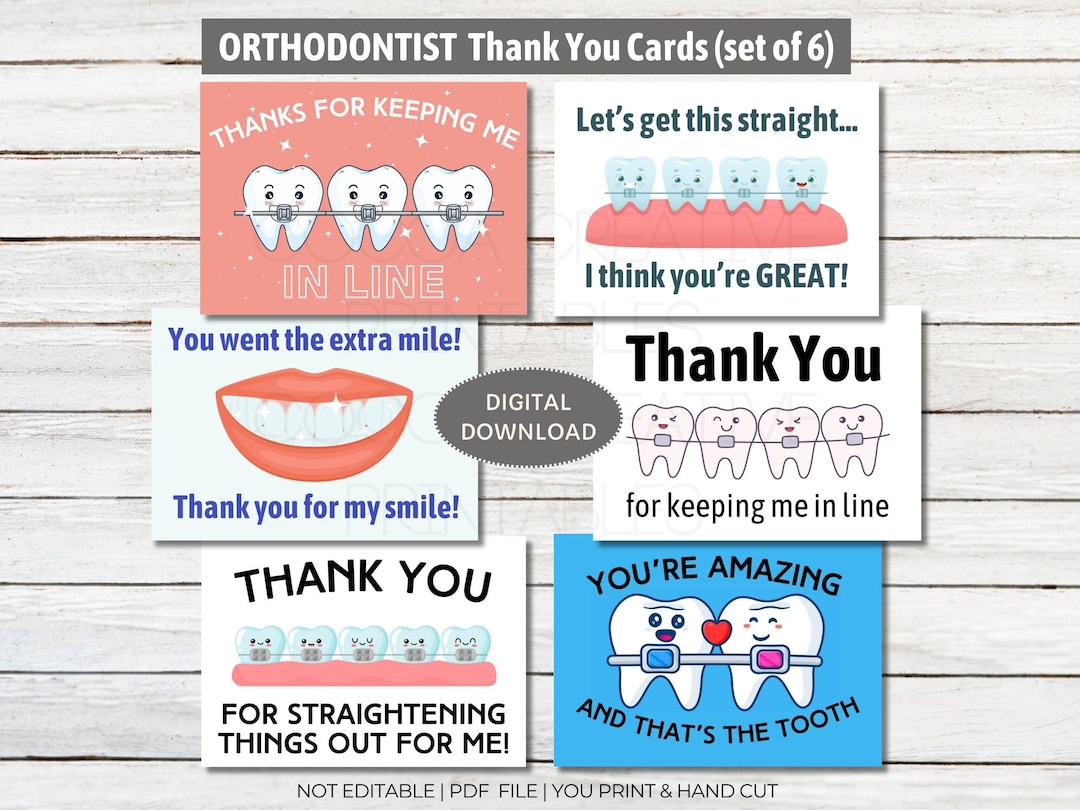 Orthodontist Thank You Card | Ortho Staff Thank You Card | Ortho Thank ...