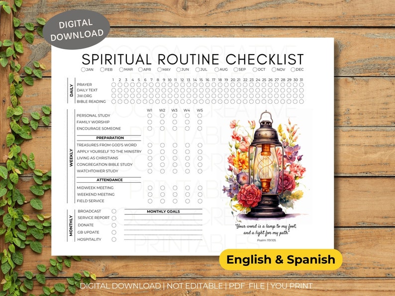 JW Spiritual Routine Checklist JW Organizer JW Printables Spiritual ...