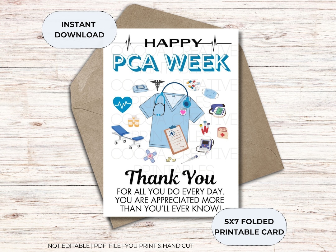 PCA Week Card | PCA Week Printable | Pca Week Foldable 5x7 Card | Pca ...