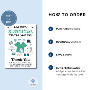 Surgical Tech Week Card | Surgical Tech Week Printable | Surgical Tech ...