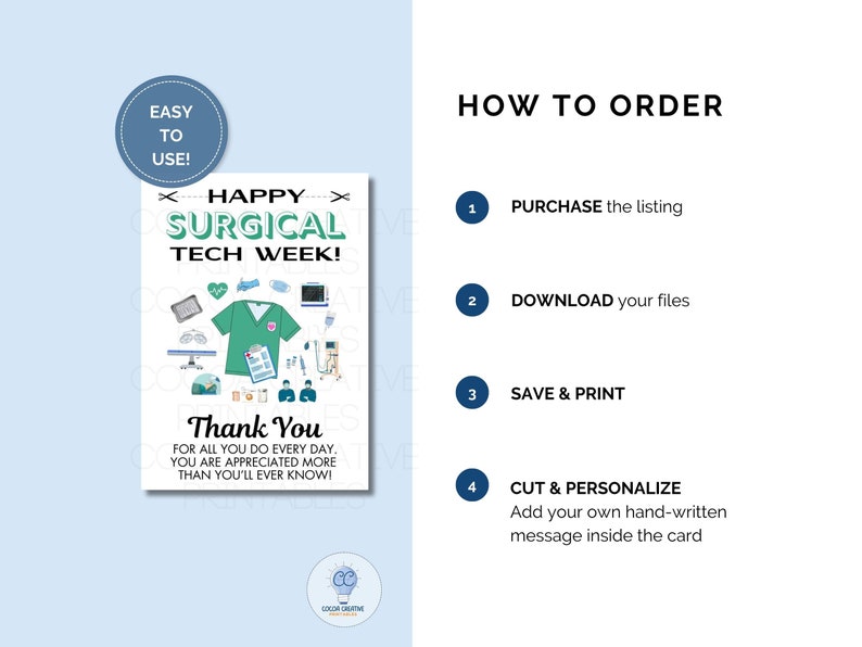 Surgical Tech Week Card | Surgical Tech Week Printable | Surgical Tech Week | Surgical Tech ...