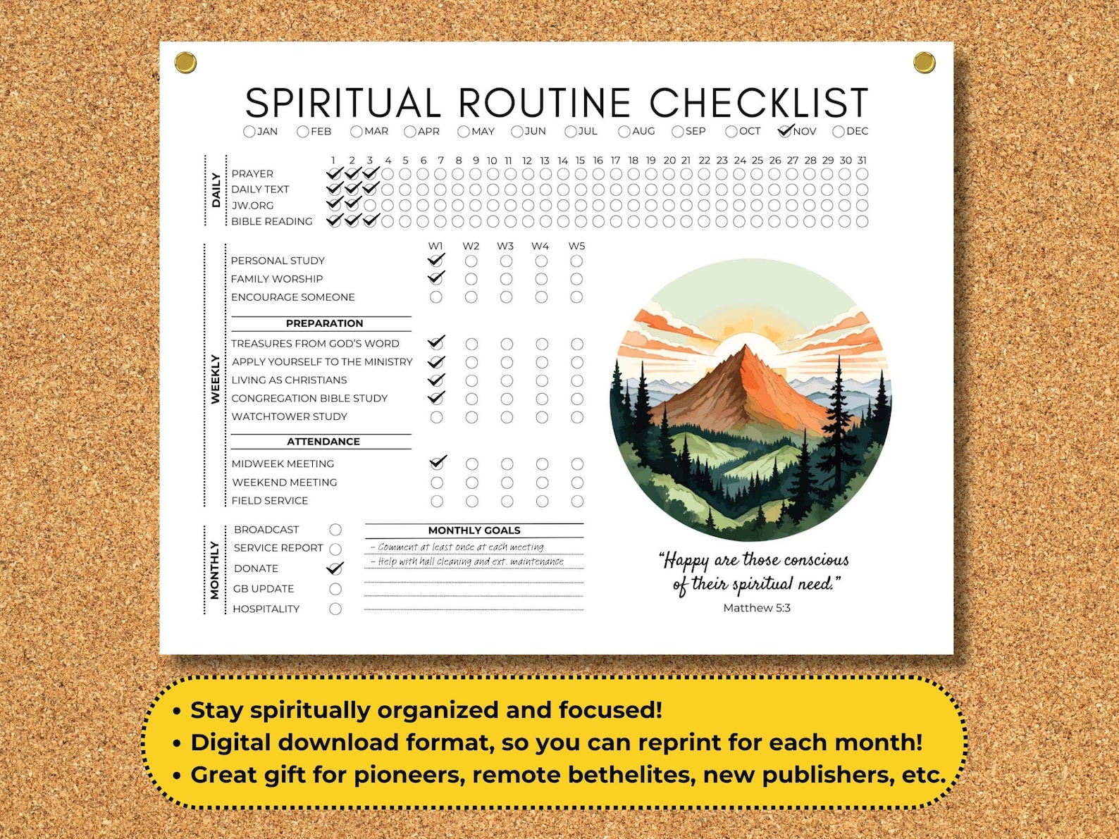 JW Spiritual Routine Checklist | JW Organizer | Spiritual Routine ...