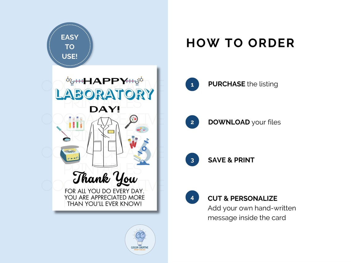 Laboratory Week Thank You Card Printable | Lab Week Thank You Card ...