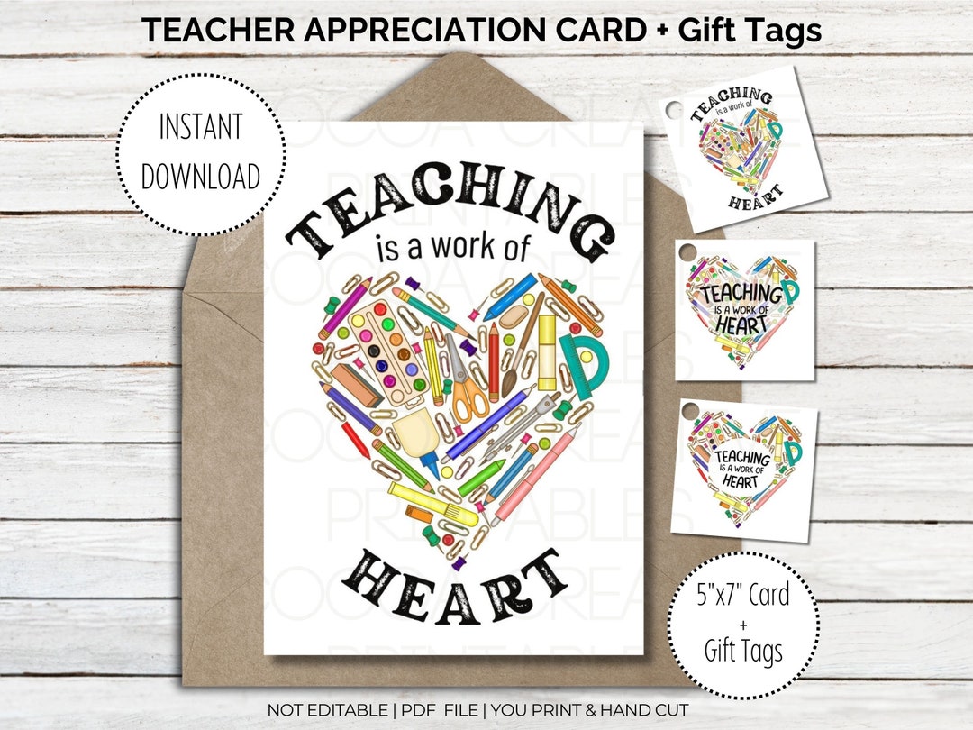 Teacher Appreciation Card Printable | Teacher Thank You 5x7 Greeting ...