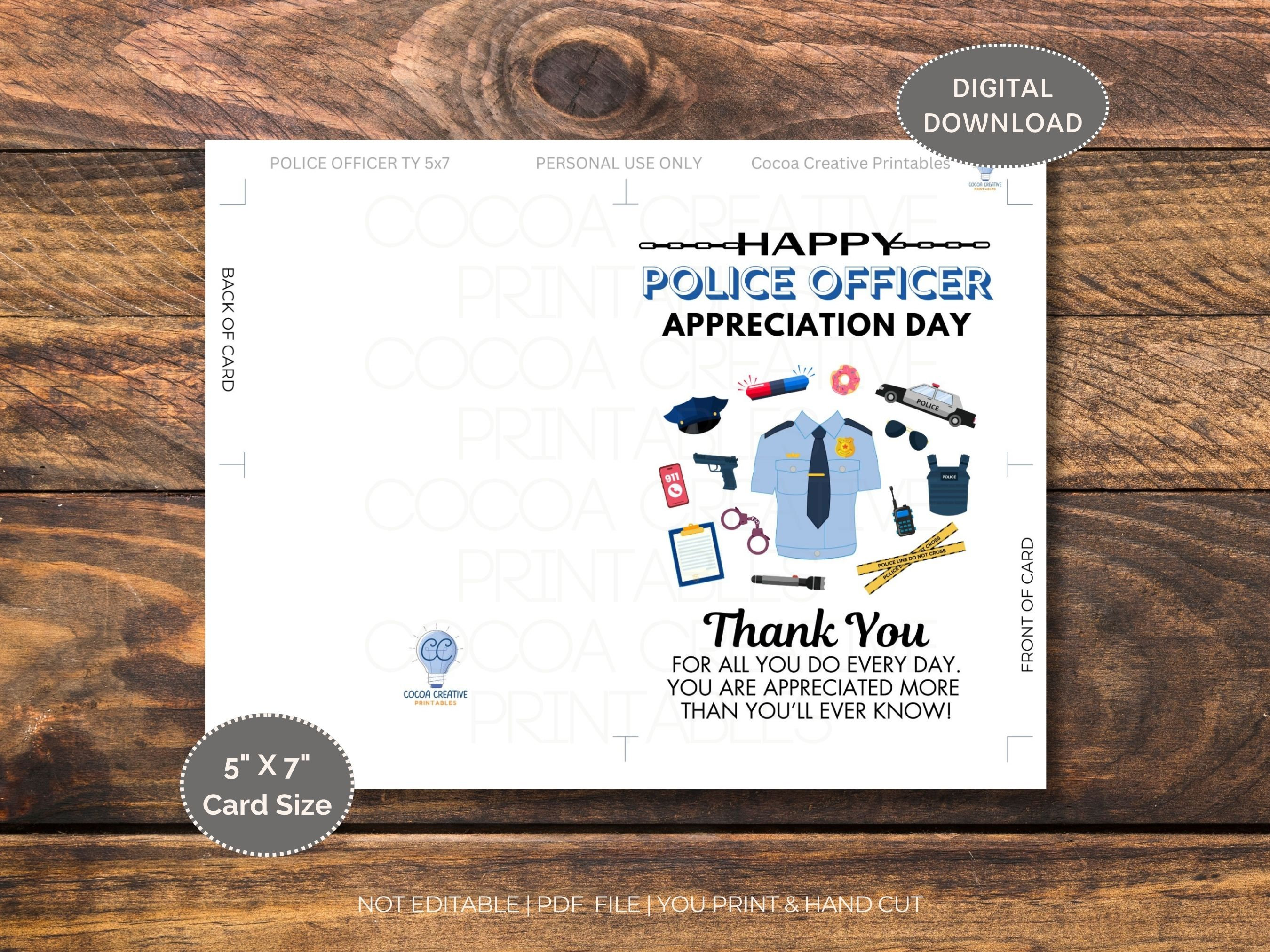 Police Officer Card | Police Officer Printable | Police Appreciation ...