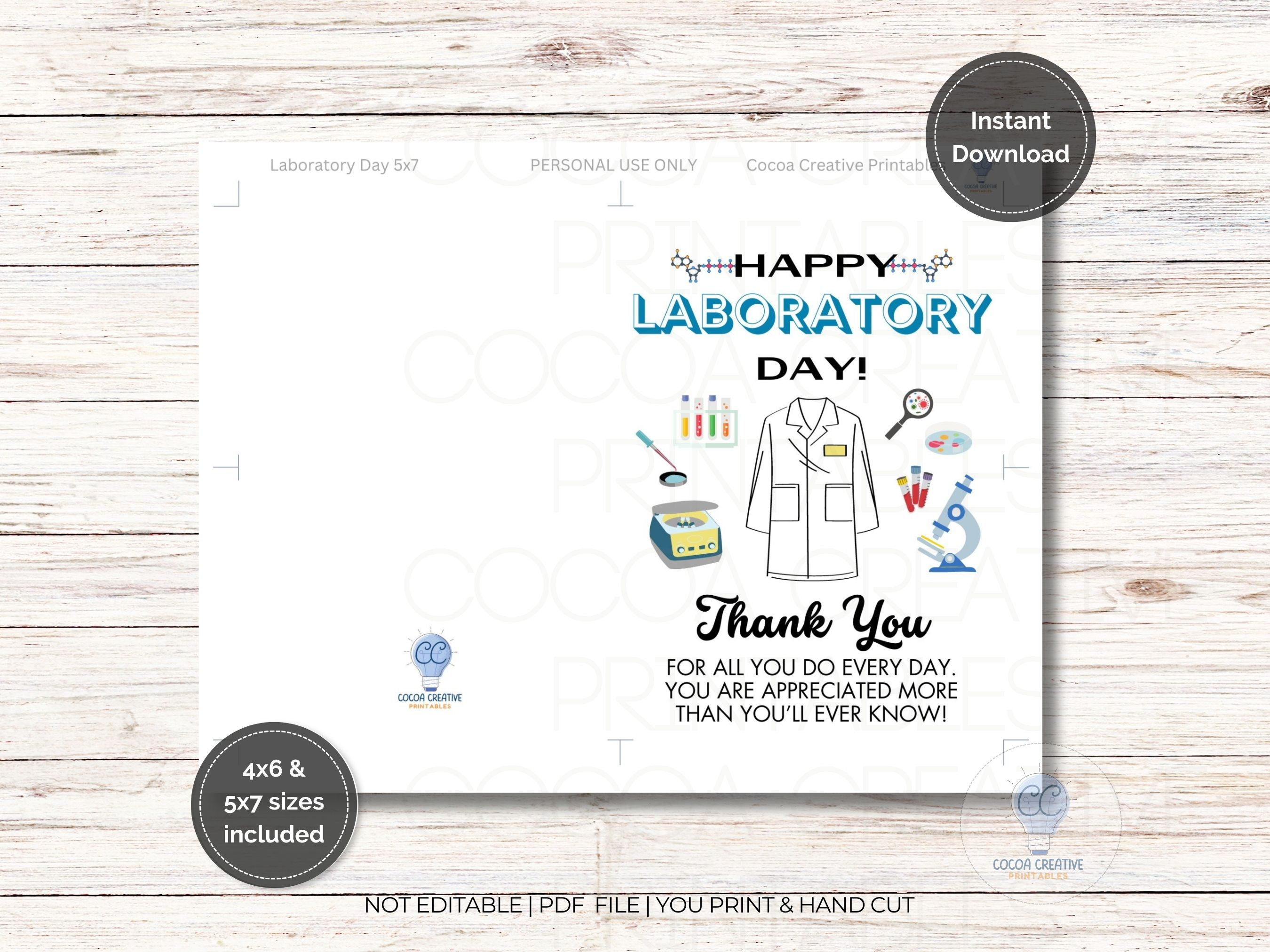 Lab Staff Thank You Card | Printable Laboratory Week Card (PDF) - Etsy