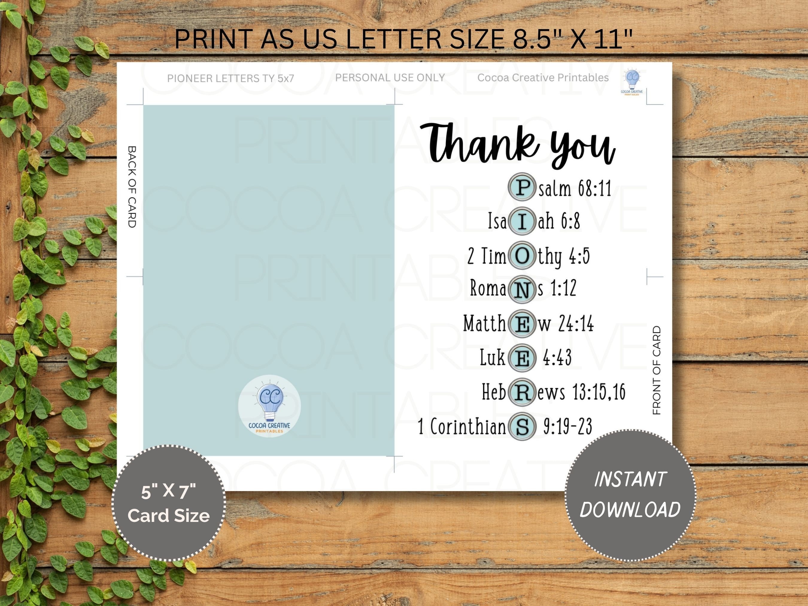 Pioneer Appreciation Printable Card | JW | Pioneer Thank You Card ...