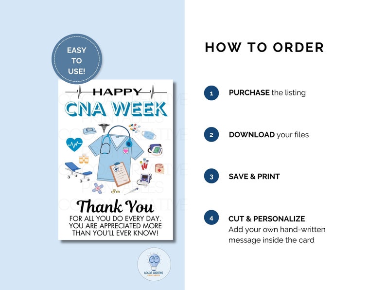 CNA Week Card | CNA Week Printable | Cna Week Foldable 5x7 Card | Cna ...