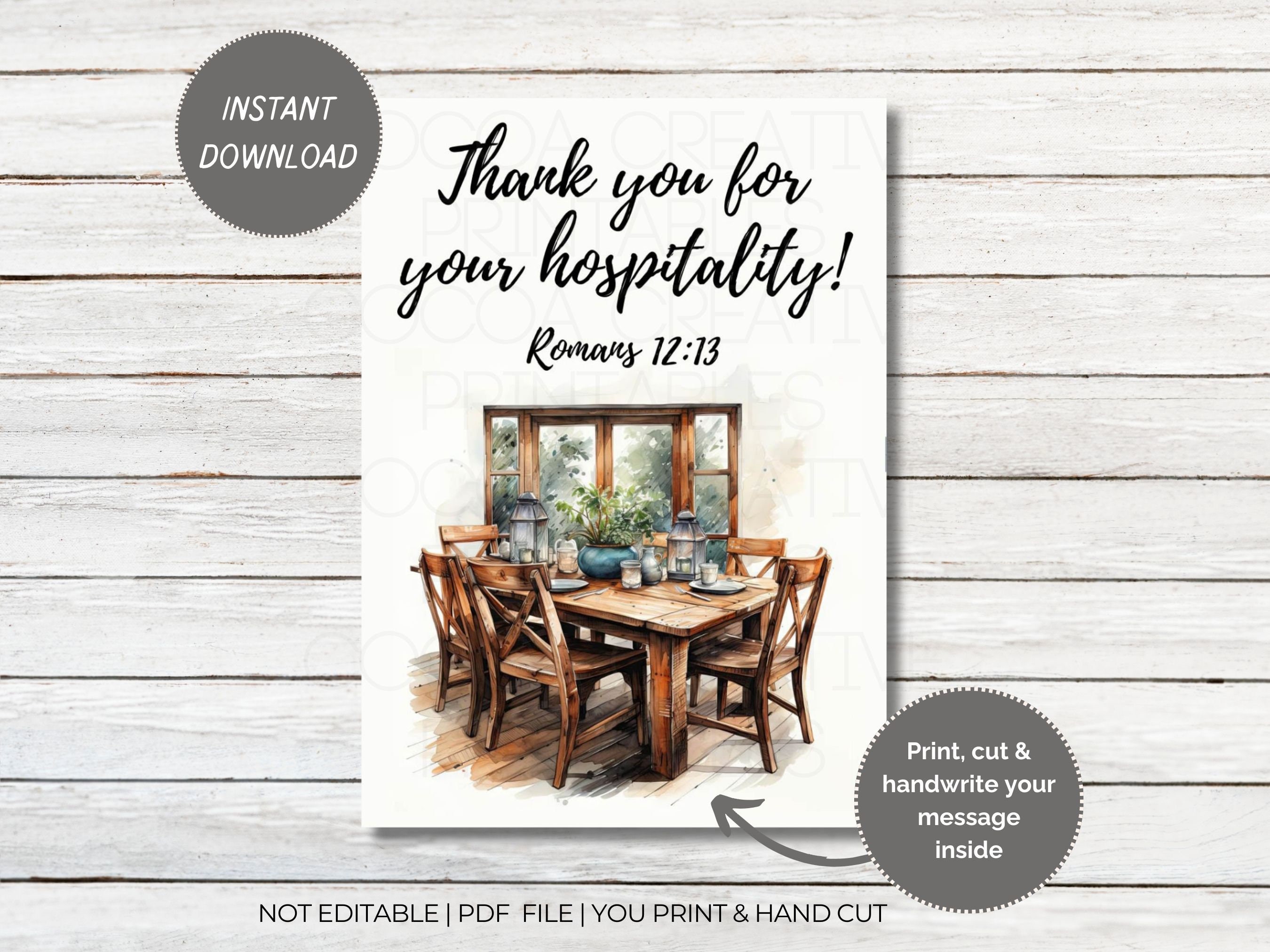 JW Hospitality Cards Set of 4 Romans 12:13 Printable JW Greeting Cards ...