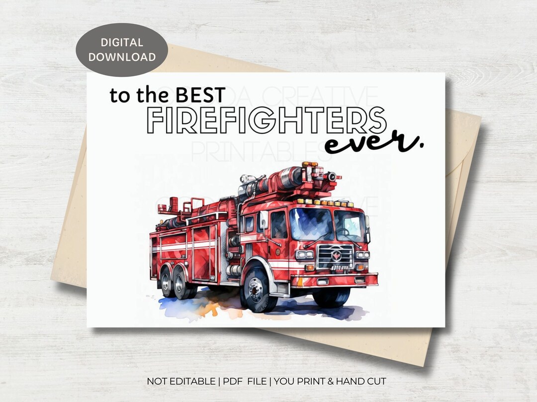 Firefighter Thank You Card | Fireman Thanks | Firemen Gift | Fire Dept ...
