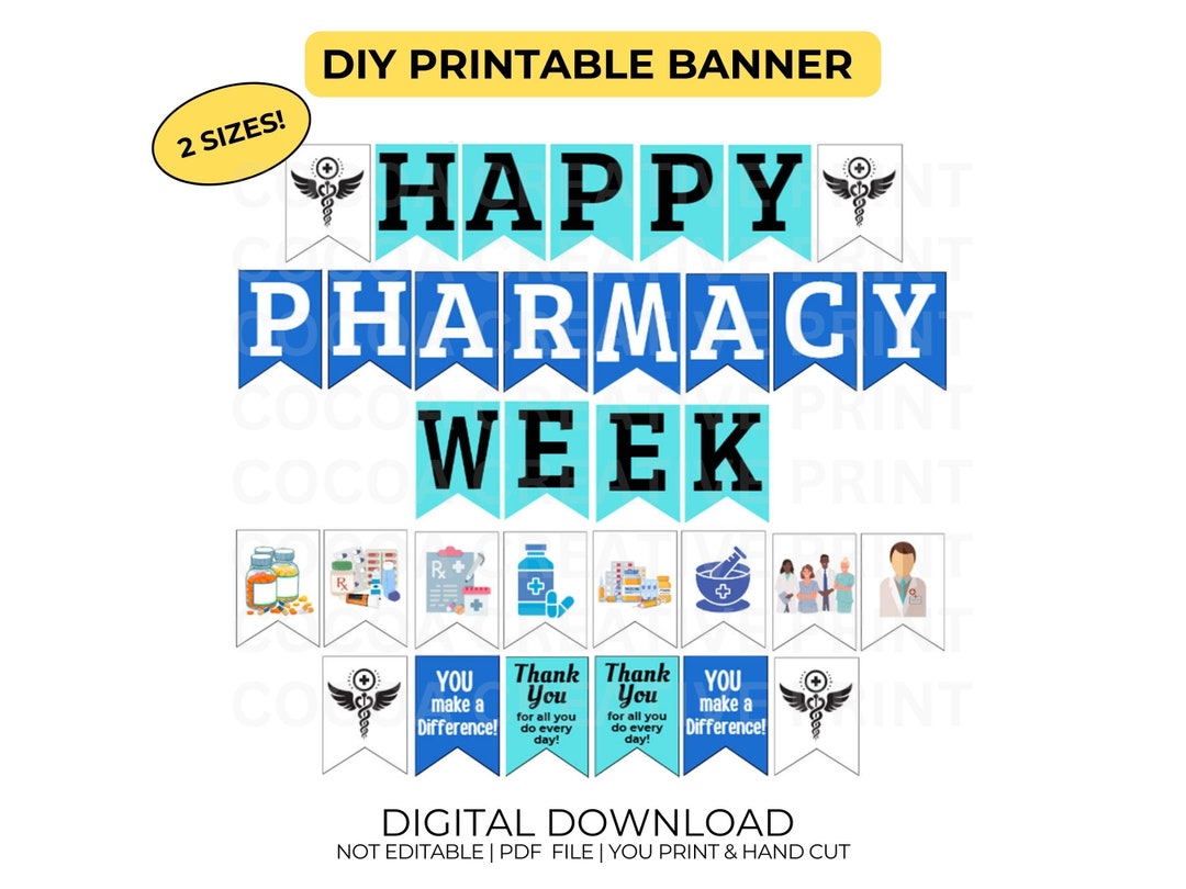Happy Pharmacy Week Banner | Printable DIY Decoration (PDF) - Etsy