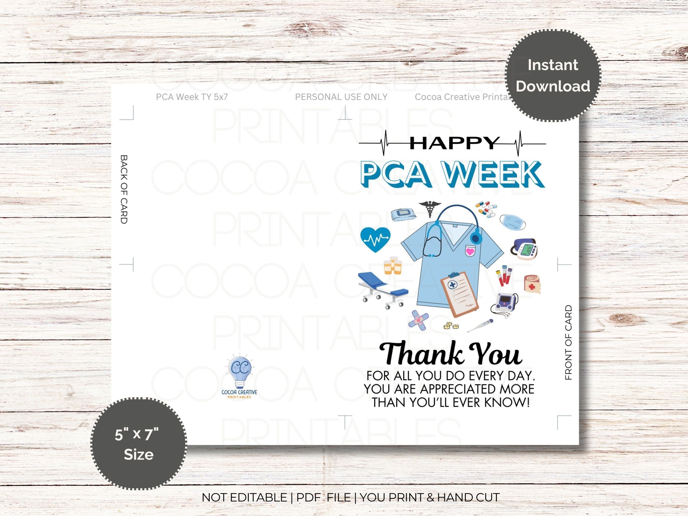 PCA Week Card | PCA Week Printable | Pca Week Foldable 5x7 Card | Pca ...