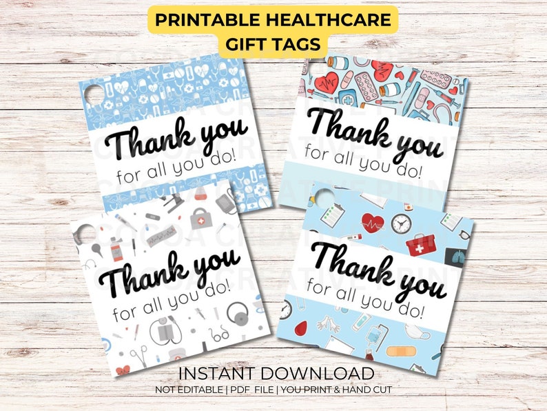 Medical Thank You Tags Printable / Medical Appreciation Tags/ Doctor ...