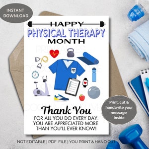 Physical Therapy Month Card | PT Month Printable | Physical Therapist ...