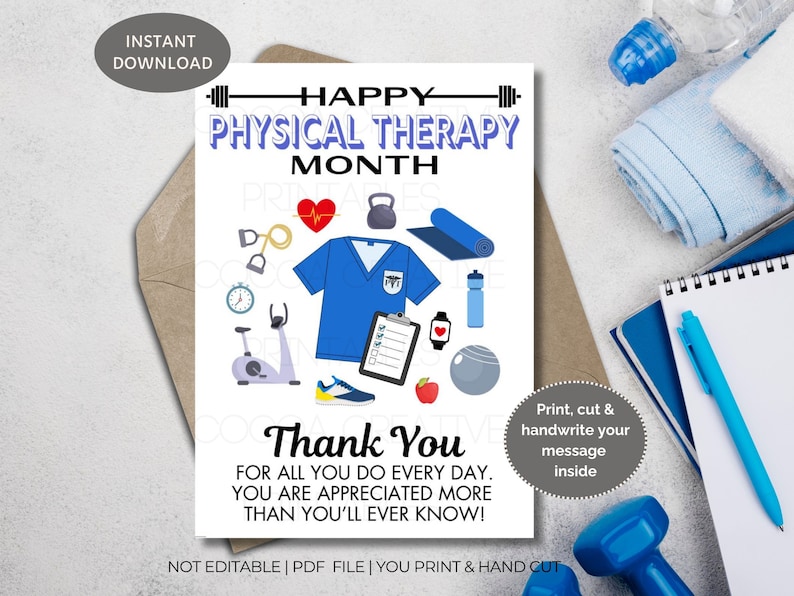 Physical Therapy Month Card PT Month Printable Physical Therapist Month ...