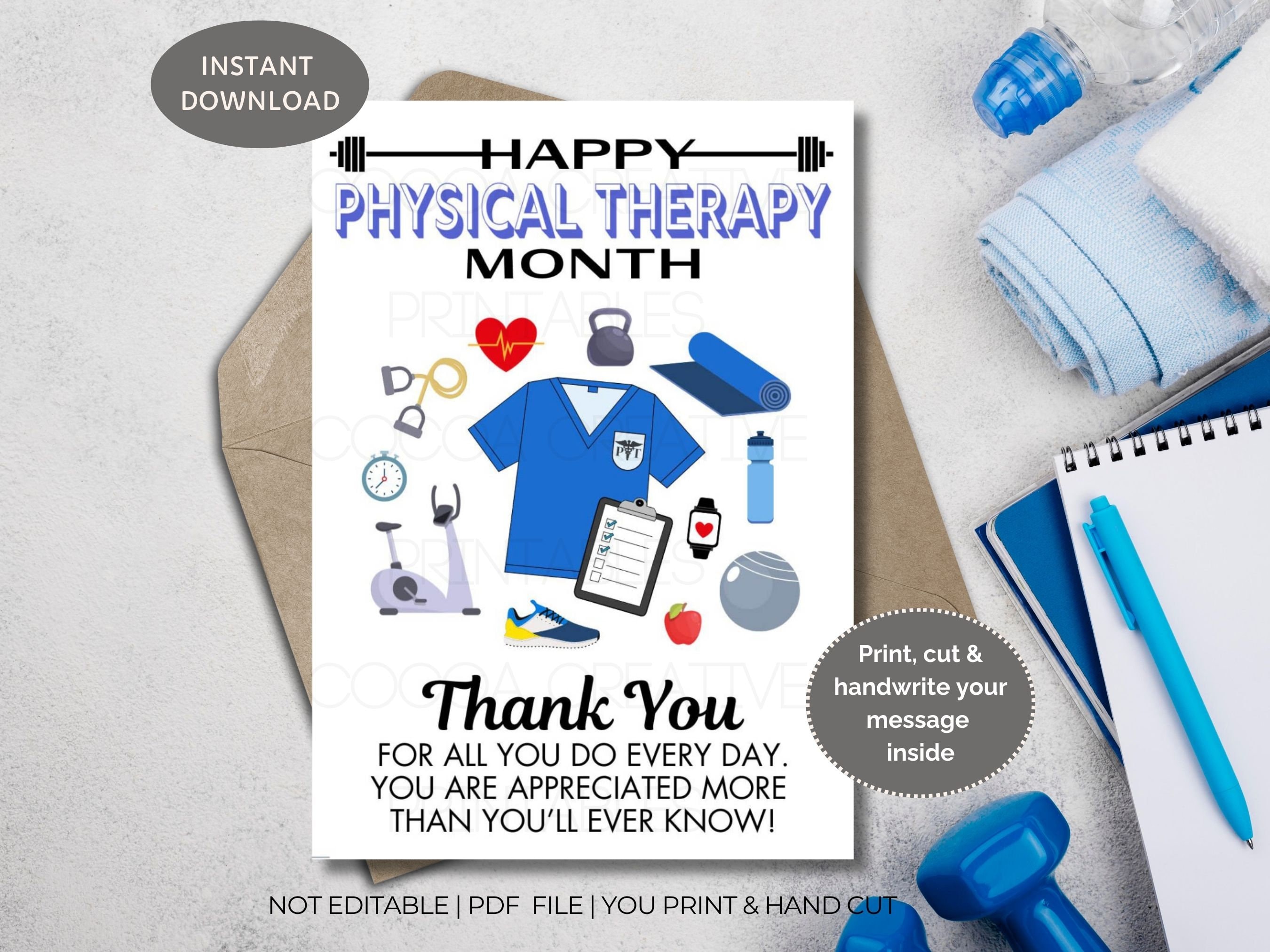 Physical Therapy Month Card PT Month Printable Physical Therapist Month ...