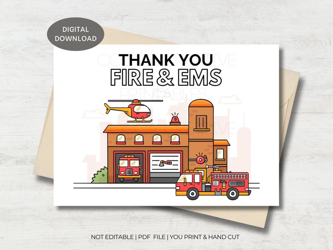 Fire & EMS Thank You Card | Fire Department Thanks | Firemen Gift ...