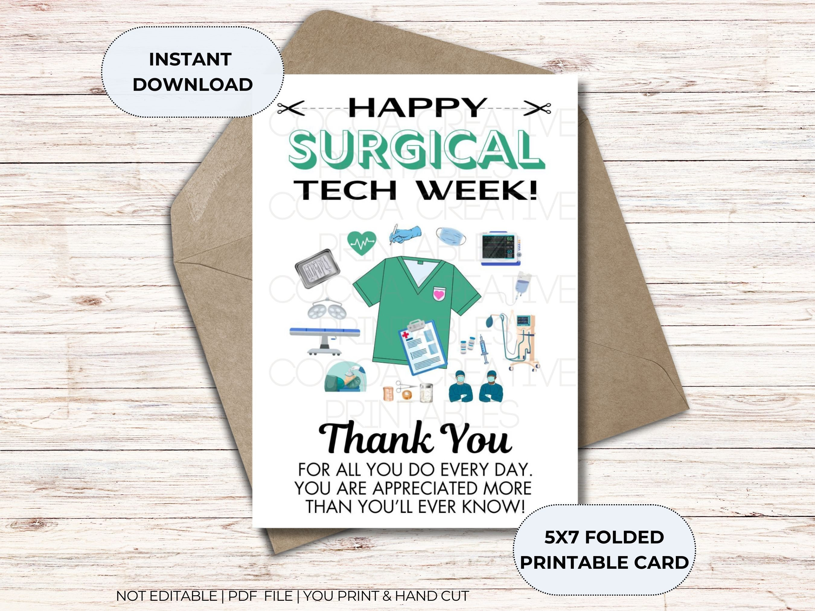 Surgical Tech Week Card | Surgical Tech Week Printable | Surgical Tech ...