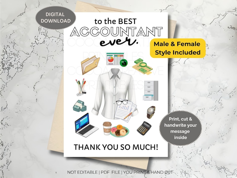 Accountant Thank You Card | Accountant Printable | Accountant Card ...