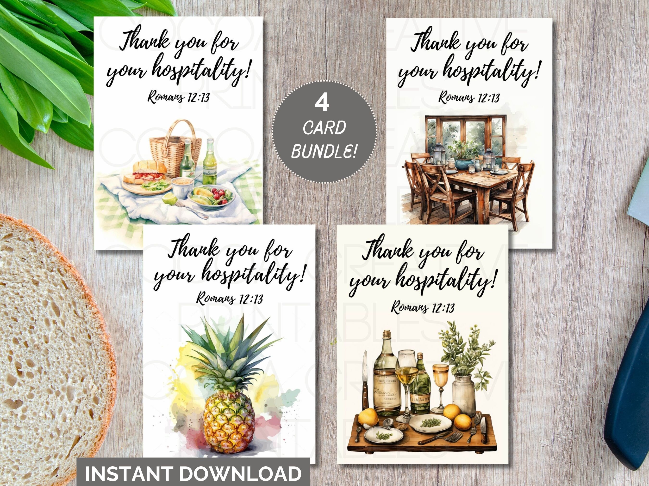 JW Hospitality Cards Set of 4 Romans 12:13 Printable JW Greeting Cards ...