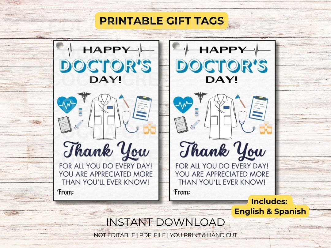 Printable Doctor Appreciation Tags | Printable Doctors Day Tags ...