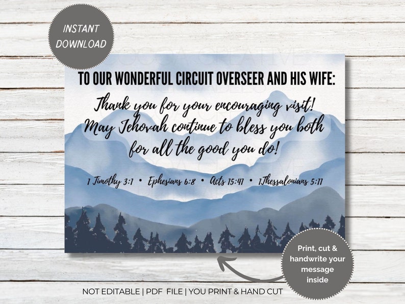 JW Circuit Overseer Thank You Card Circuit Overseer Appreciation Card ...