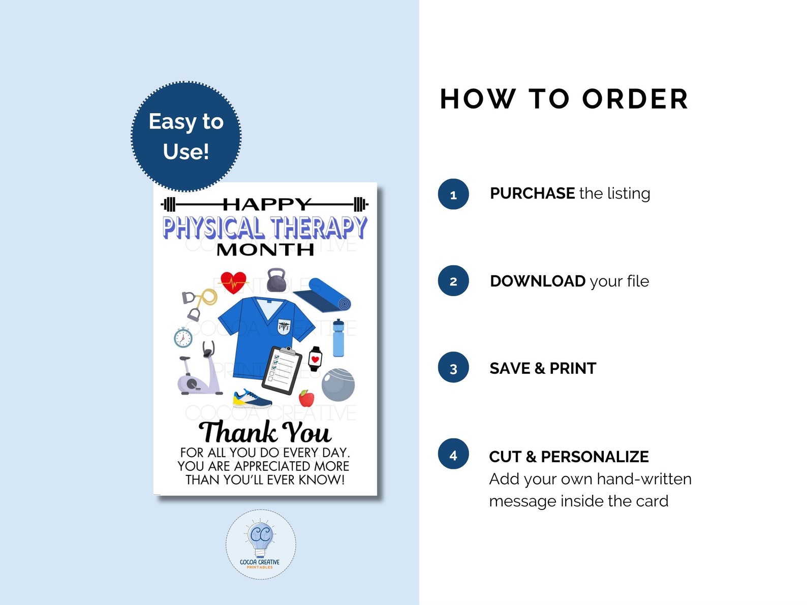 Physical Therapy Month Card PT Month Printable Physical Therapist Month ...