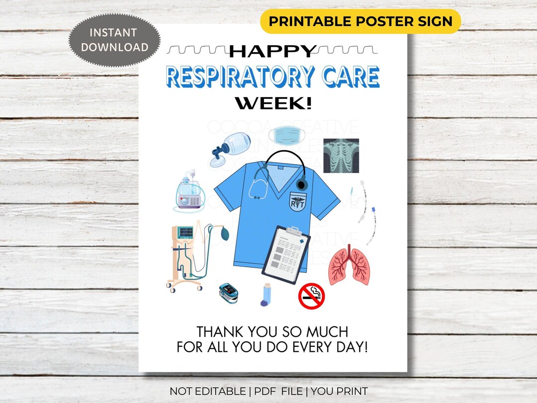 Respiratory Care Week Sign | Respiratory Therapy Week Printable | RT Week | Respiratory ...