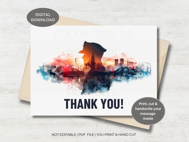 Police Officer Thank You Card | Police Thanks | Police Officer Gift ...