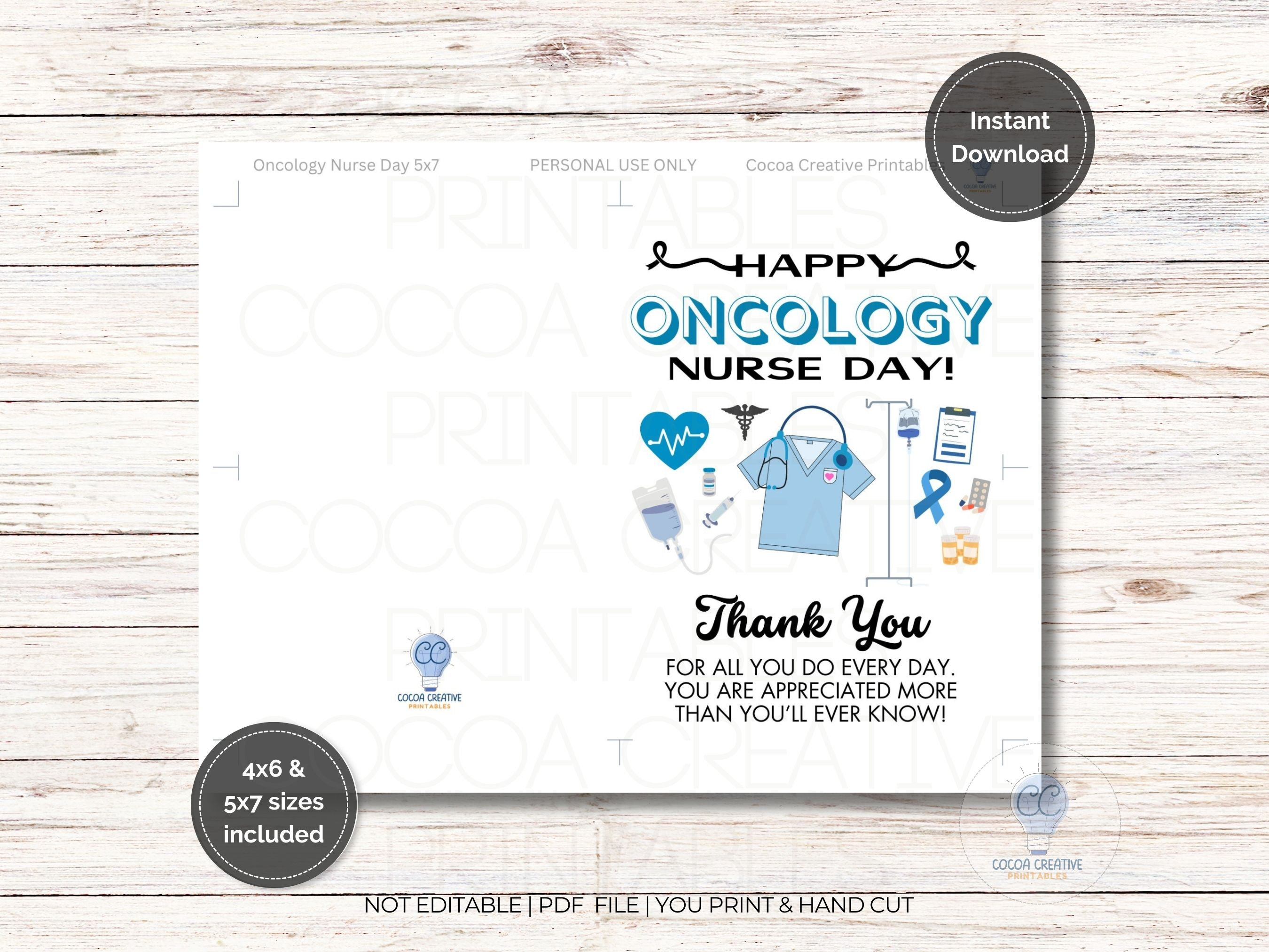 Oncology Nurse Thank You Card Printable Cancer Nurse Thank You Oncology ...