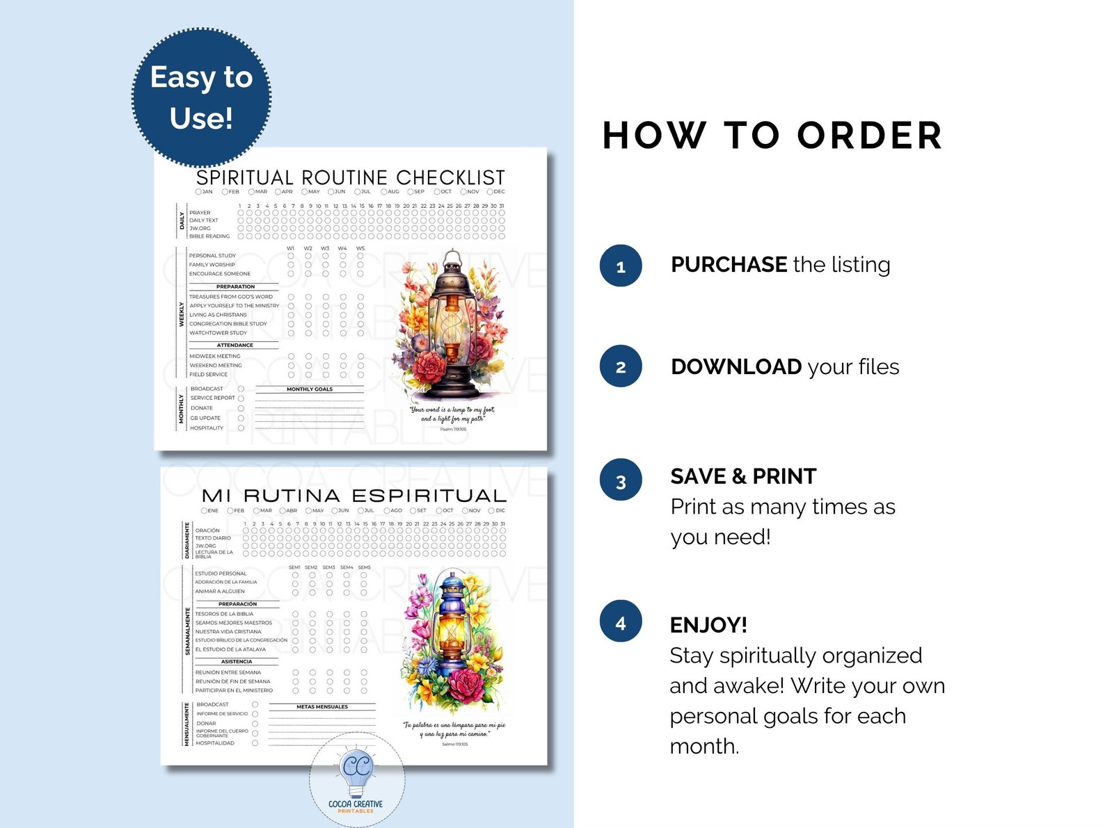 JW Spiritual Routine Checklist | JW Organizer | JW Printables ...