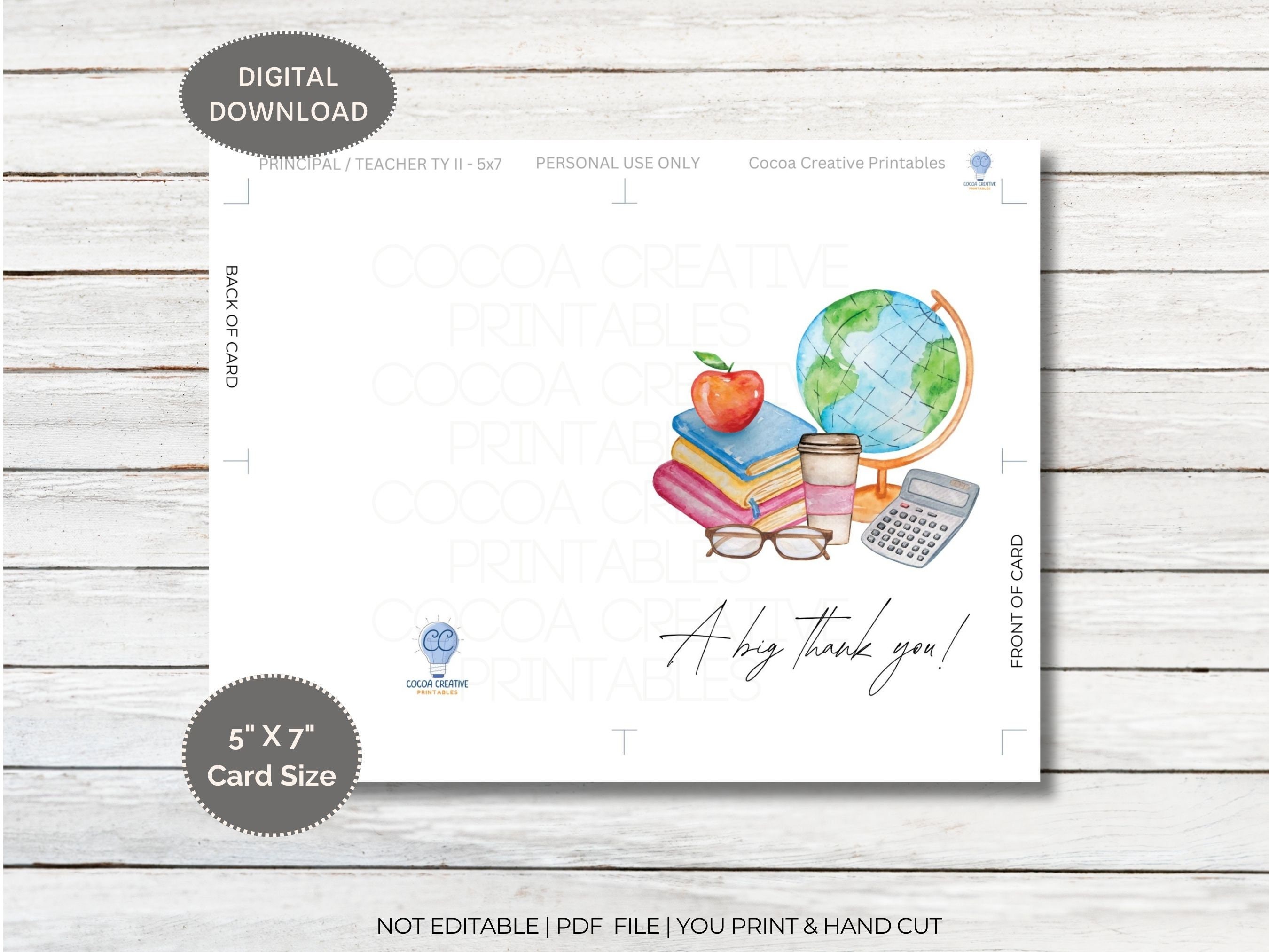 Principal Teacher Thank You Card Principal Appreciation Teacher Thank ...