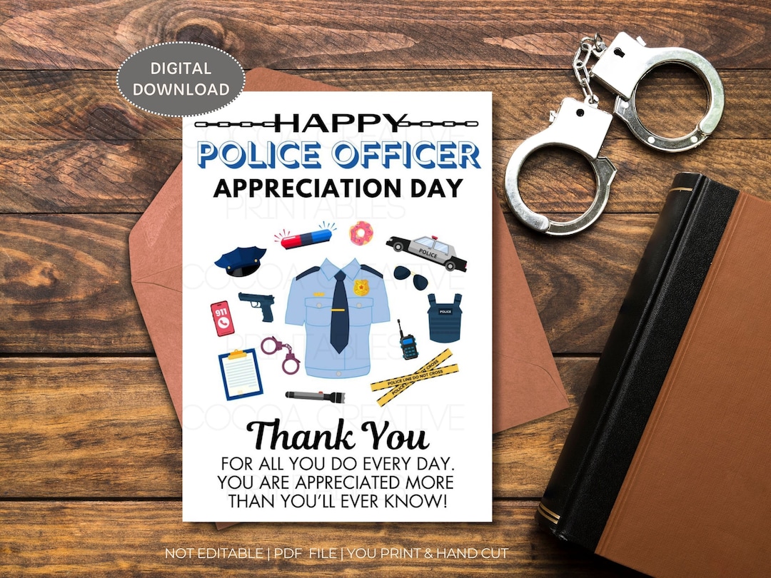 Police Officer Card | Police Officer Printable | Police Appreciation ...