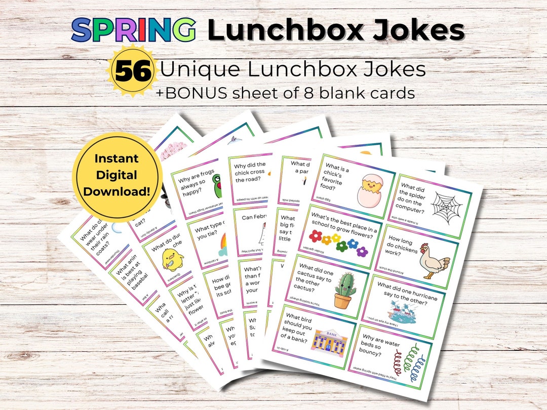 Spring Lunchbox Jokes Printable, Lunch Box Notes, Jokes for Kids ...