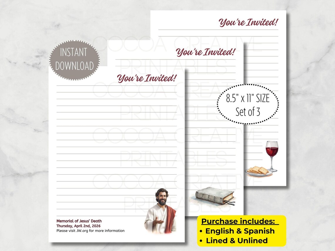 JW Memorial Invitation | JW Memorial Invite Stationery | JW Letter ...