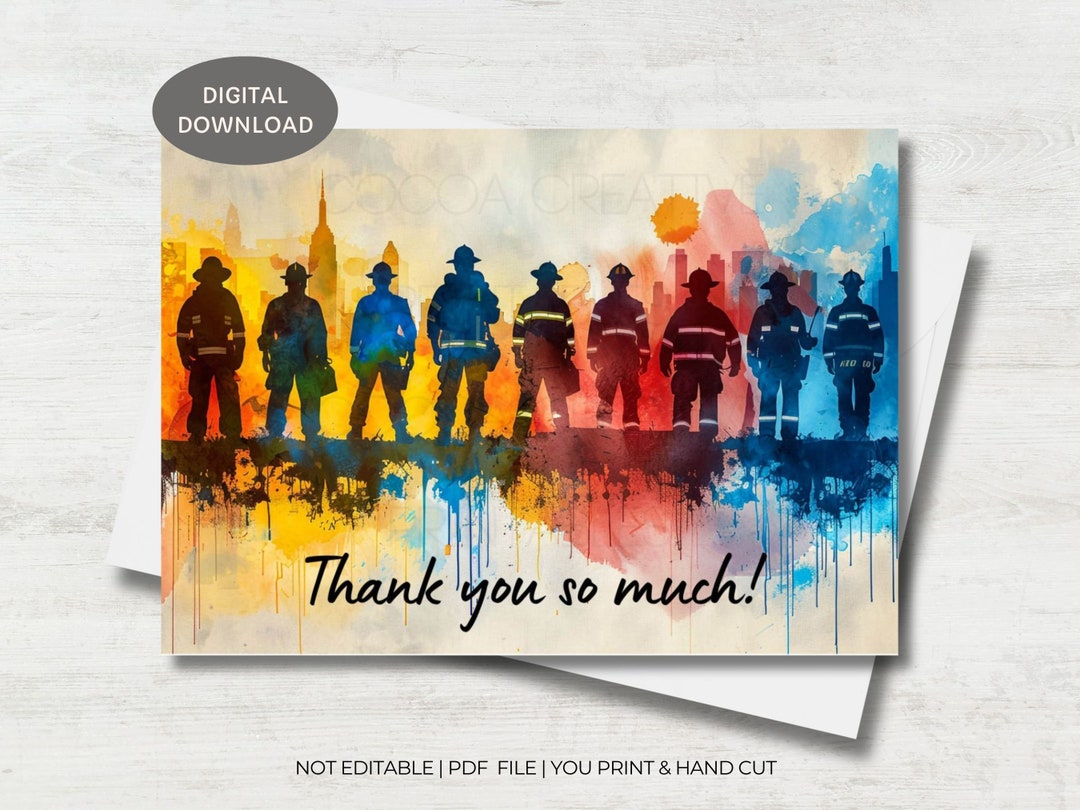 Firefighter Thank You Card | Fireman Thanks | Firemen Gift | Fire Dept ...