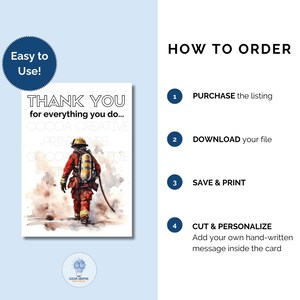 Firefighter Thank You Card | Fireman Thanks | Firemen Gift | Fire Dept ...