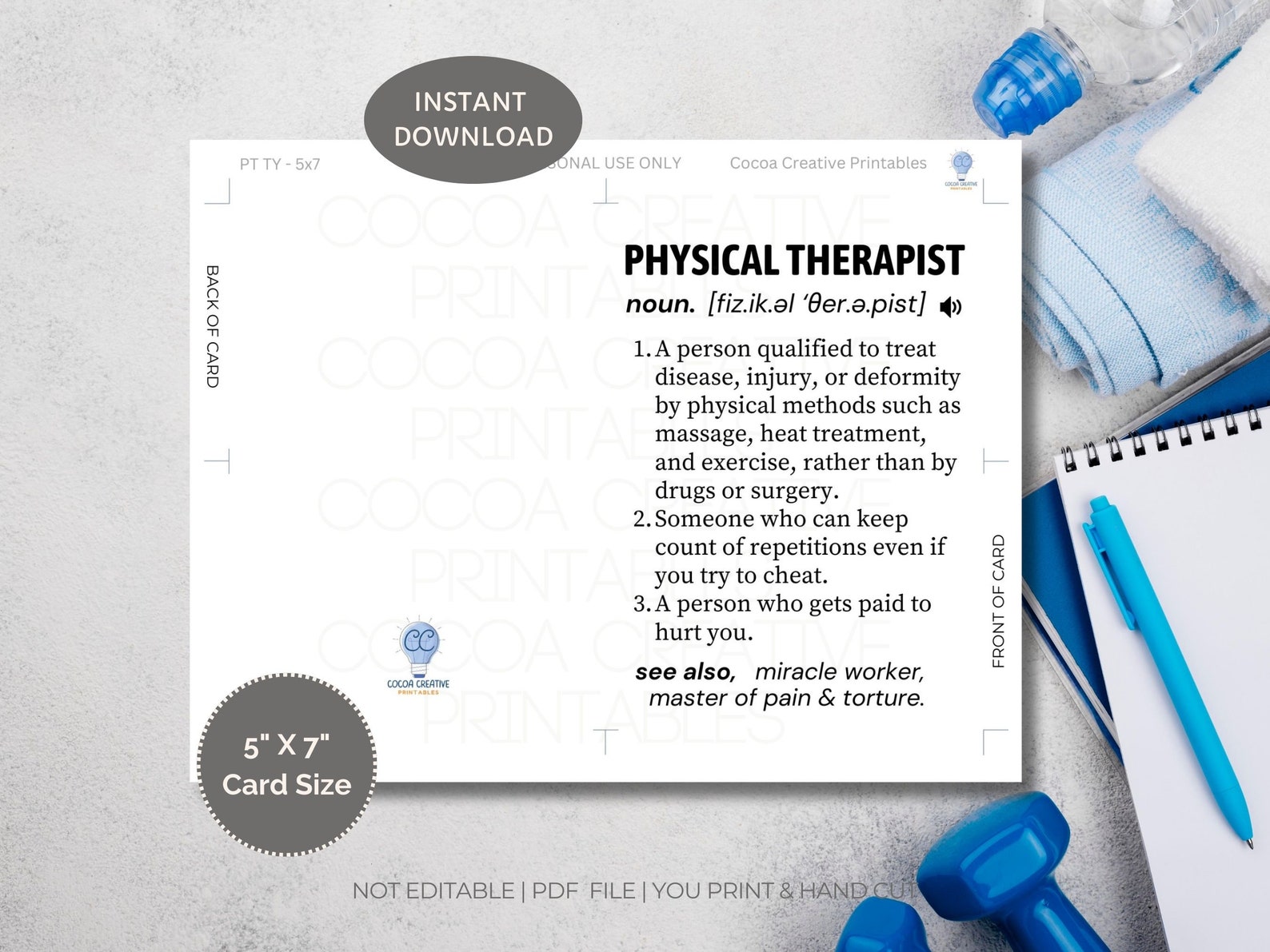 Physical Therapy Card | PT Thank You | Physical Therapist Gift ...