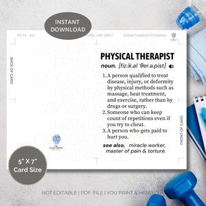 Physical Therapy Card | PT Thank You | Physical Therapist Gift ...