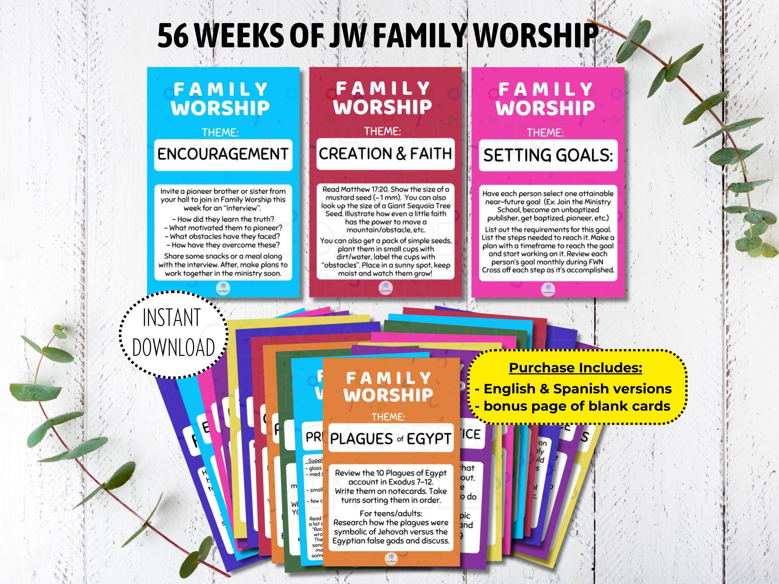 JW Family Worship Night Cards | JW FWN | Jw Kids Activities | Printable ...