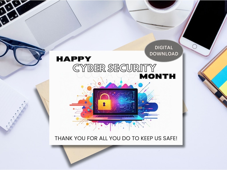 Cyber Security Month Card Cybersecurity Card Tech Support IT ...