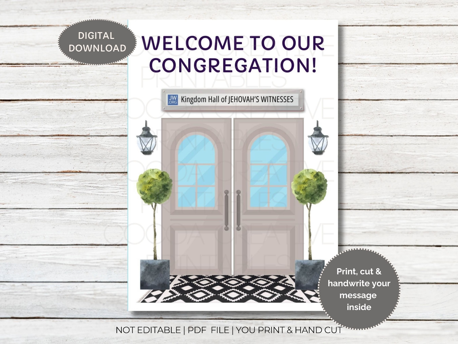 JW Welcome Printable Card | JW Welcome to Our Congregation | JW New ...