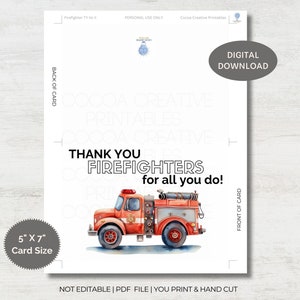 Firefighter Thank You Card | Fireman Thanks | Firemen Gift | Fire Dept ...