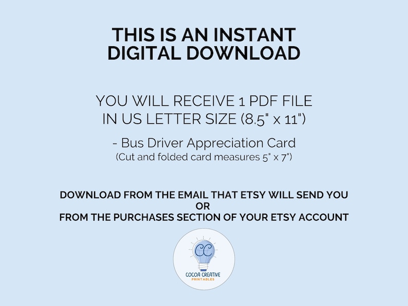 Bus Driver Thank You Card Printable | Bus Driver Appreciation Card ...