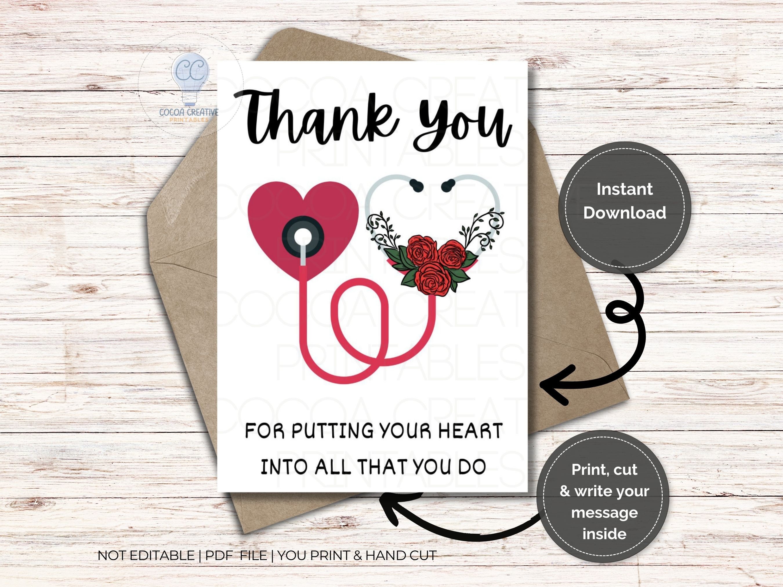 Medical Thank You Card Printable / Medical Appreciation Card / Doctor ...