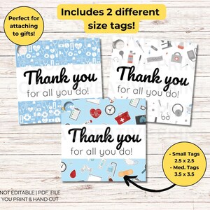 Medical Thank You Tags Printable / Medical Appreciation Tags/ Doctor ...